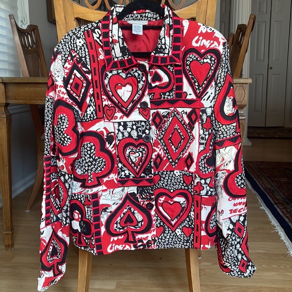 Coldwater Creek | Jackets & Coats | Vintage Playing Cards Suits Jacket ...